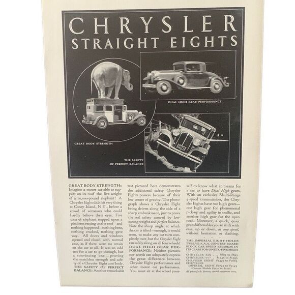 Chrysler | Accents | Vintage 931chrysler Straight Eights Ad ...